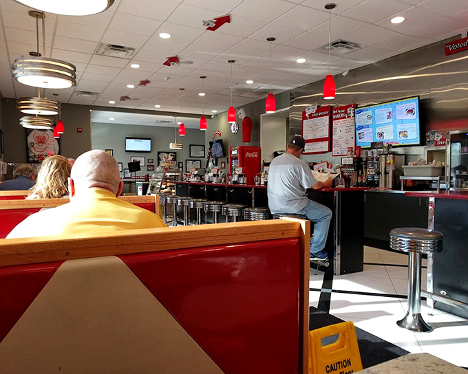 From this angle, you can almost hear the friendly banter between regulars and staff who've known each other for years.