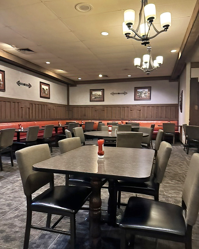 Red booth seating and wood-paneled walls create the perfect backdrop for family celebrations or Tuesday night "I don't feel like cooking" victories.