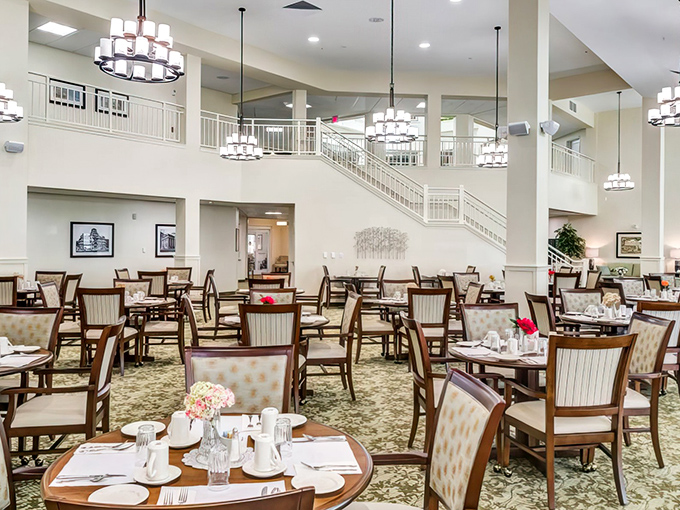 Dining spaces bright enough to see your food and elegant enough to enjoy it.