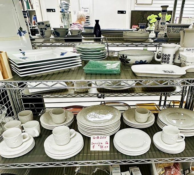 White dinnerware waiting for your next dinner party. Clean lines and classic designs that would make Martha Stewart nod in approval while your wallet sighs with relief.