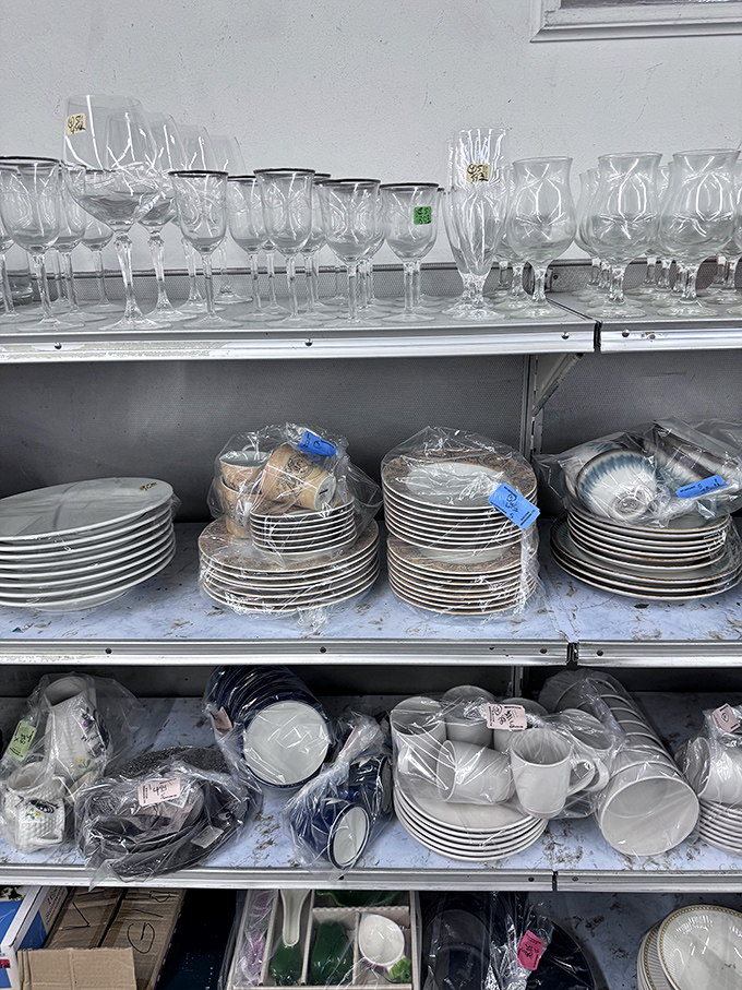 Crystal stemware and dinner plates stacked like delicate towers&mdash;perfect for upgrading your home dining experience without the Pottery Barn prices.