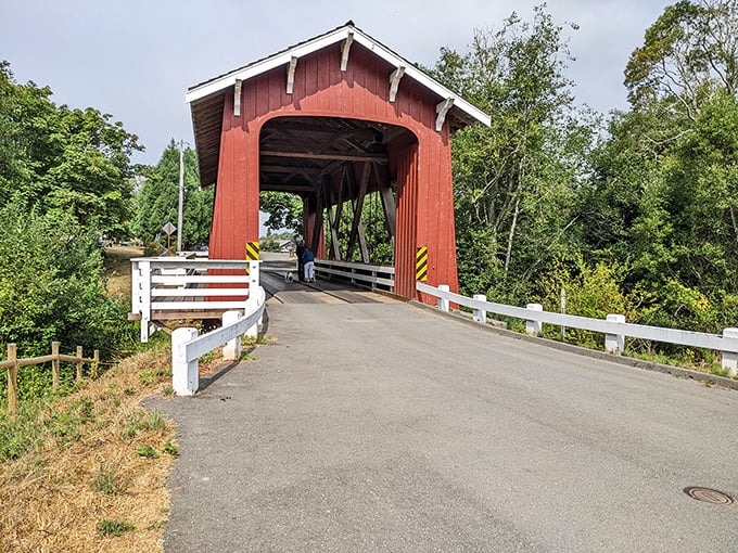 Looking through the geometric patterns of beams and trusses&mdash;a reminder that sometimes the most beautiful views are the ones looking up.