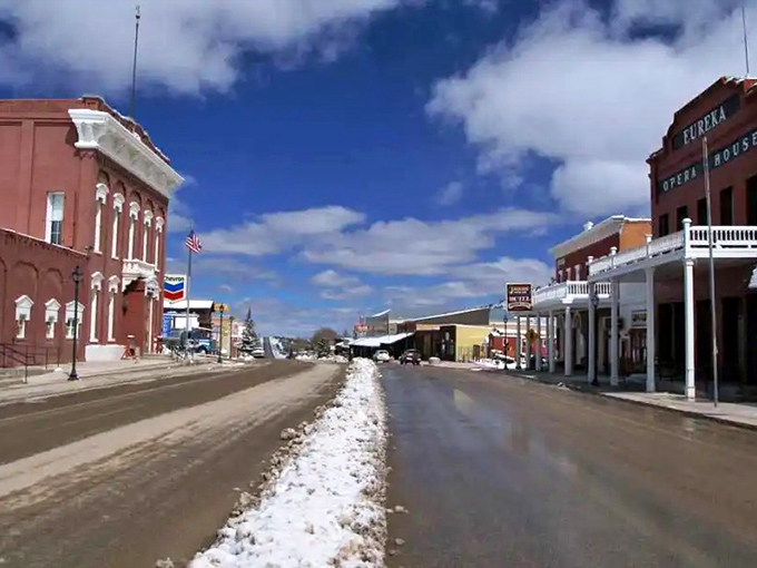 Winter transforms Eureka's historic main street into a scene worthy of the most nostalgic holiday snow globe.