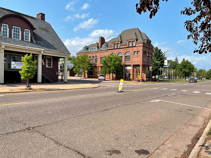 Downtown Washburn's historic architecture tells stories of boom times and resilience, with buildings that have witnessed generations of local history.