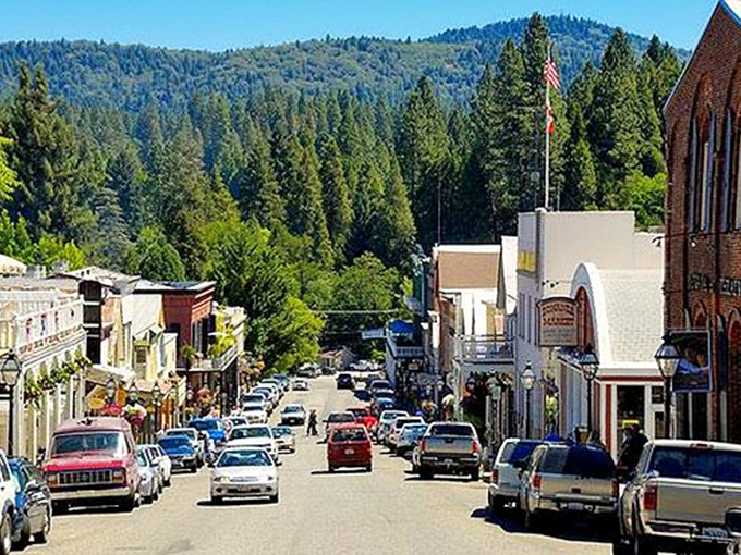 Downtown Nevada City stretches out like a living history lesson, with forested hills providing the perfect dramatic backdrop.