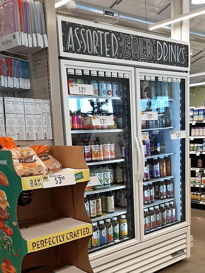 Even the refreshment section gets the full treatment &ndash; cold drinks await to revive shoppers who've worked up a thirst from all that bargain hunting.