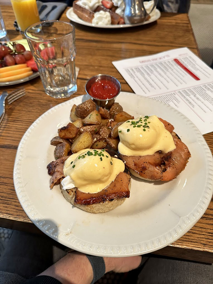 These eggs Benedict might not be from Cindy's (looks like another restaurant), but they represent the timeless appeal of a perfectly executed breakfast classic.