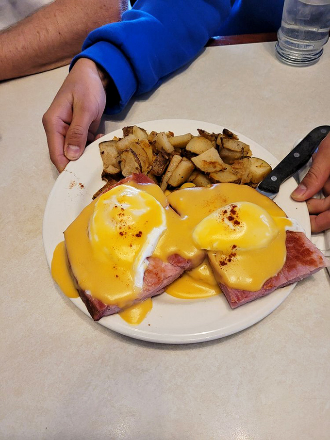 Eggs Benedict that makes you understand why people wait in line for breakfast. That hollandaise sauce is practically liquid sunshine.