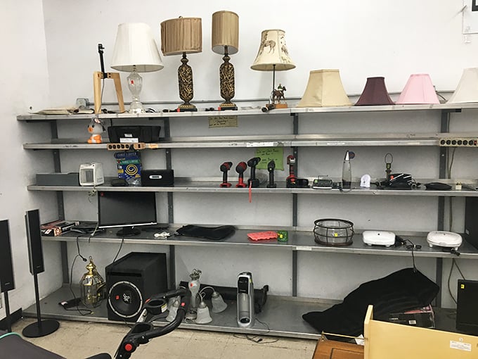 The electronics section requires an adventurous spirit&mdash;that lamp might illuminate your room or just your optimism about second-hand shopping.