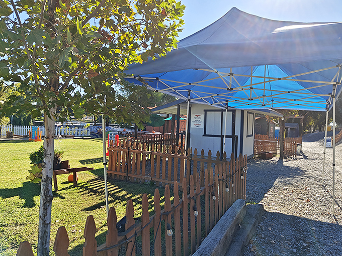 White picket fences and blue skies&mdash;this entrance area feels like stepping into a Norman Rockwell painting with a California twist.