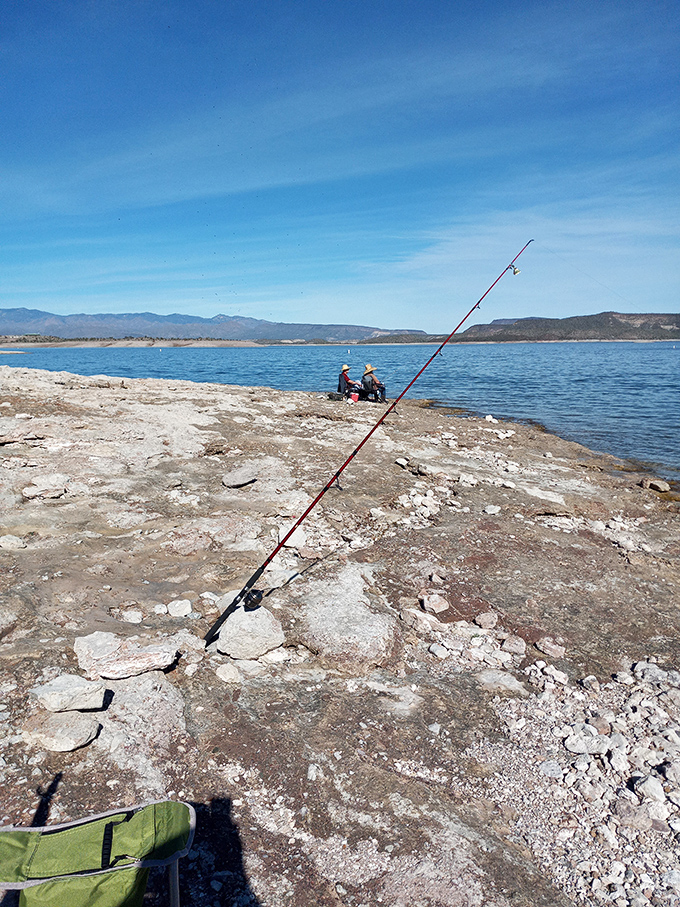 Patience pays off at the water's edge, where desert fishing spots offer both solitude and the chance for an impressive catch.