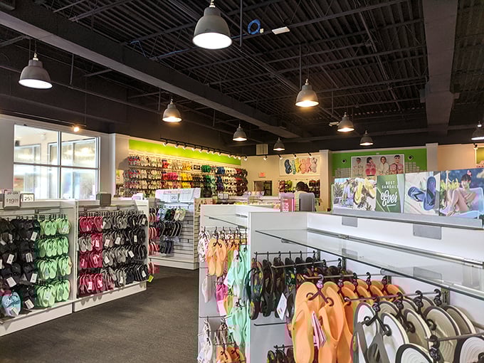 A flip-flop wonderland that screams "beach vacation" louder than your sunburned shoulders ever could.