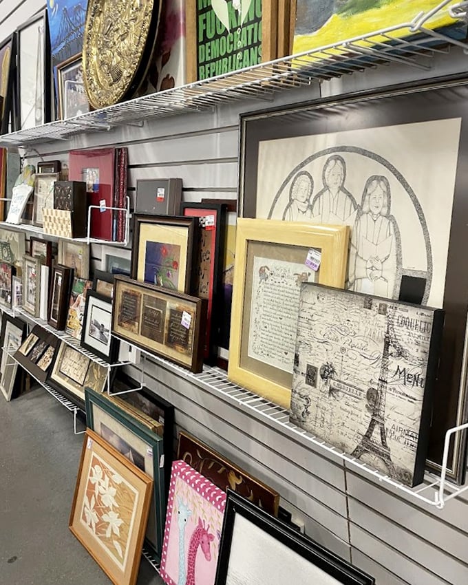 Wall art waiting room &ndash; these framed pieces once adorned someone's living room and are ready for their next starring role.