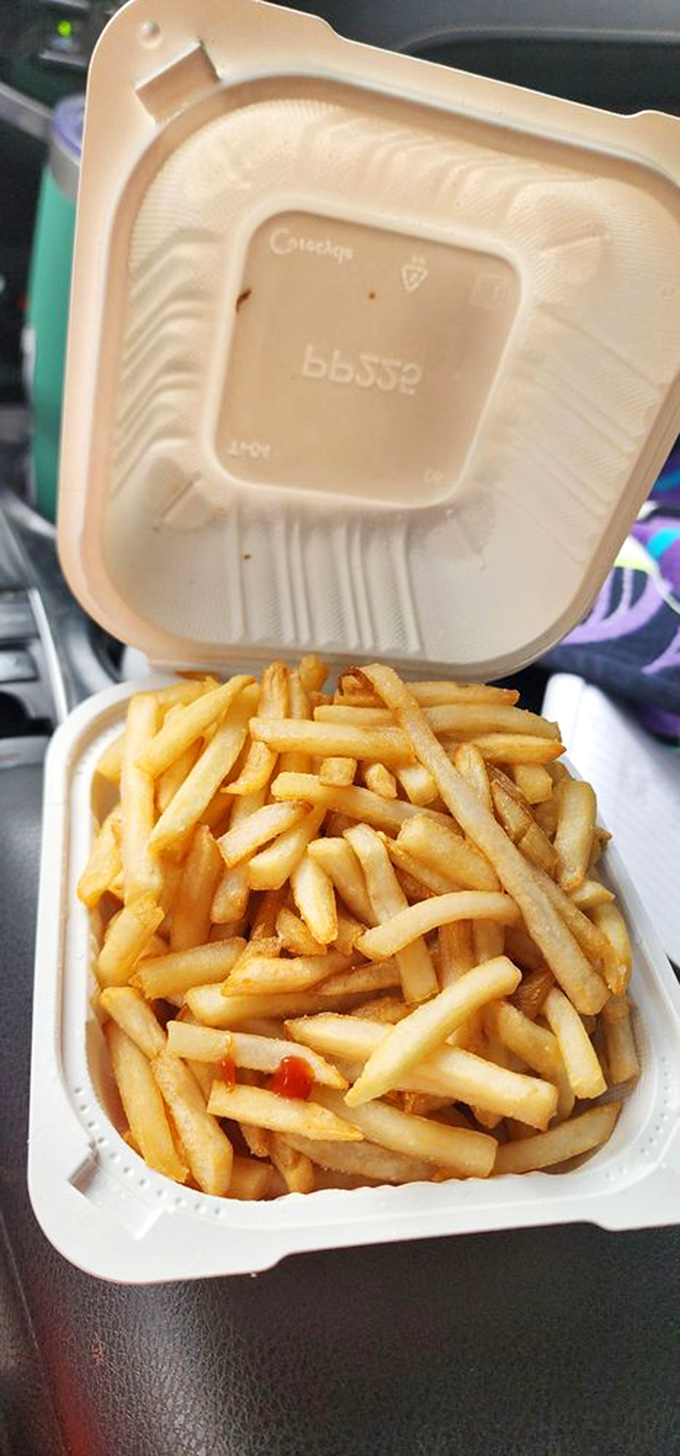 French fries so perfectly golden they could make a potato proud. Crisp exterior, fluffy interior—the universal language of comfort food spoken fluently.