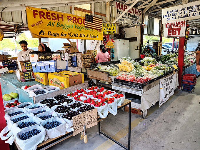Nature's candy stand! These vibrant berries and fresh produce bring farm-to-table realness to this corner of the market.