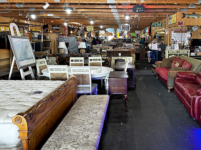 Furniture arrangements showcase pieces that have weathered decades while your IKEA purchases contemplate their brief lifespans nervously.