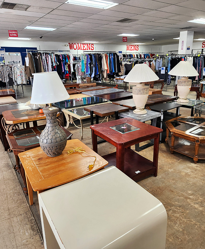 Lamp district or furniture wonderland? This corner offers both illumination and relaxation, no assembly or Allen wrench required.