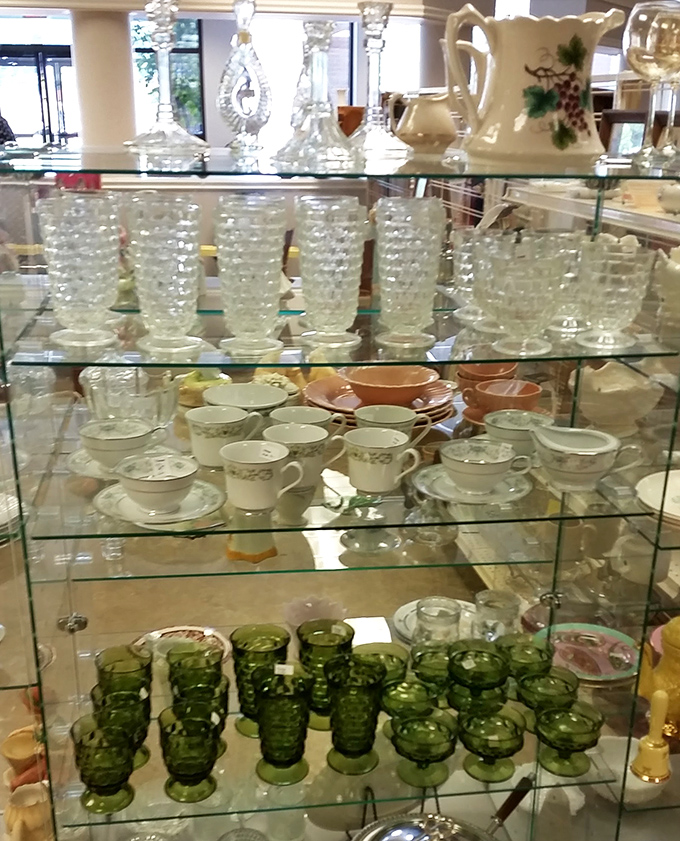 Crystal and china displayed like museum pieces &ndash; except here, you can actually take them home without setting off alarms.