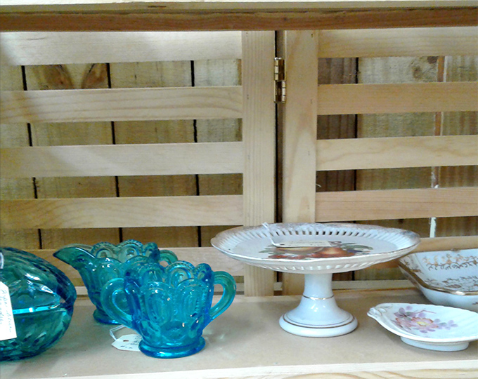 Turquoise Depression glass catches the light like Florida waters, bringing mid-century elegance to modern tables.