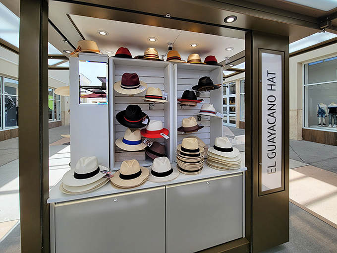 El Guayacano Hat display offering stylish sun protection&mdash;because nothing says "I'm on vacation" like a Panama hat you'll probably never wear at home.