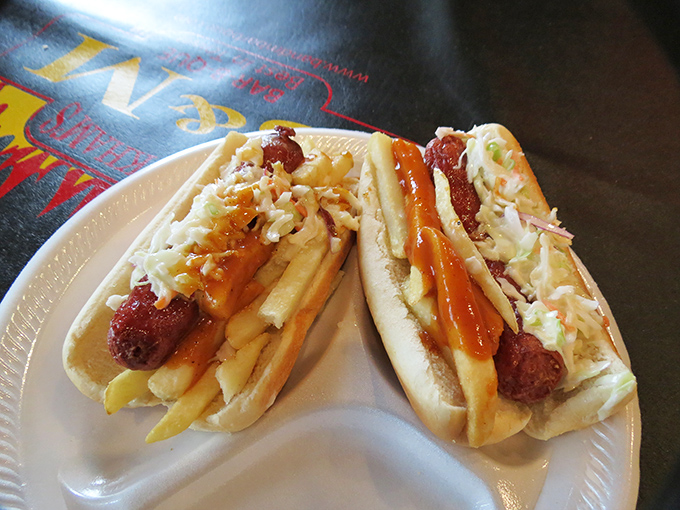 These aren't just hot dogs&mdash;they're canvases for coleslaw, fries, and sauce. Proof that sometimes the best art is the kind you can eat.