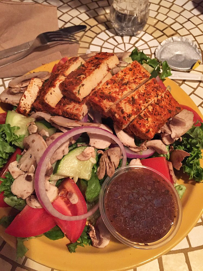 This salad with seasoned protein isn't just healthy eating&mdash;it's a colorful rebellion against sad desk lunches everywhere, complete with housemade dressing for dipping.