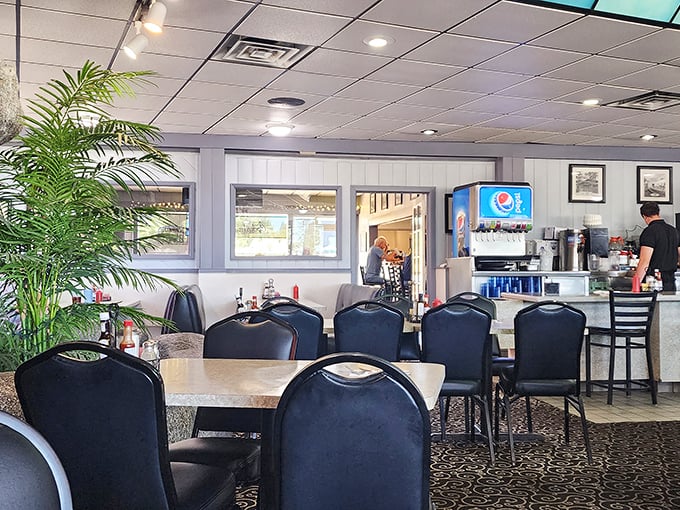 Clean lines, comfortable seating, and that unmistakable diner energy&mdash;a space designed for both solo newspaper readers and family gatherings.
