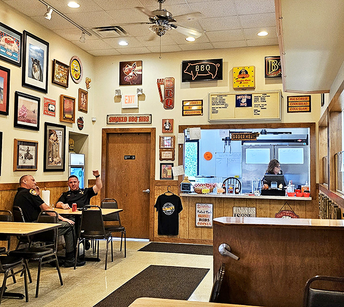 The walls tell stories of BBQ devotion while diners focus on the only conversation that matters&mdash;the one between fork and mouth.