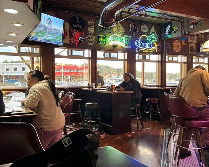 The dining room offers views of the harbor, where you can watch fishing boats return with tomorrow's catch while enjoying today's bounty in climate-controlled comfort.