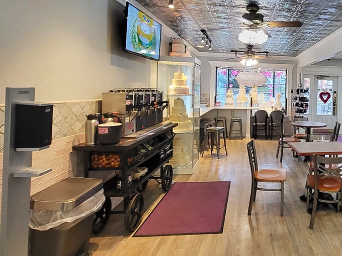 Morning light streams through windows, illuminating a space where wooden floors and comfortable seating invite you to linger just a little longer.