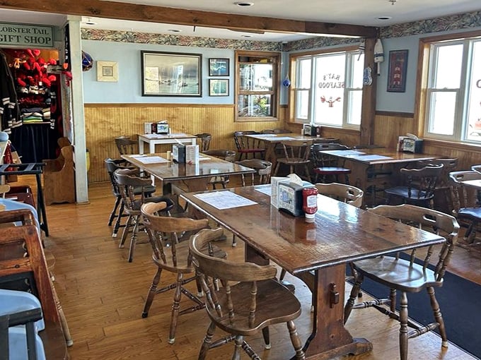 Another dining room view showcases the simple, timeless appeal of Ray's interior. These wooden tables have hosted countless first dates, family celebrations, and everyday meals.