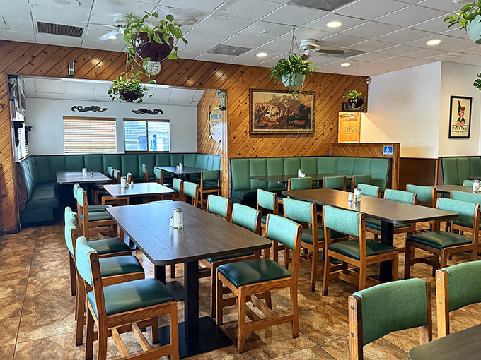 Empty tables waiting for their next story. Every booth in this diner has heard thousands of conversations, confessions, and corny jokes.