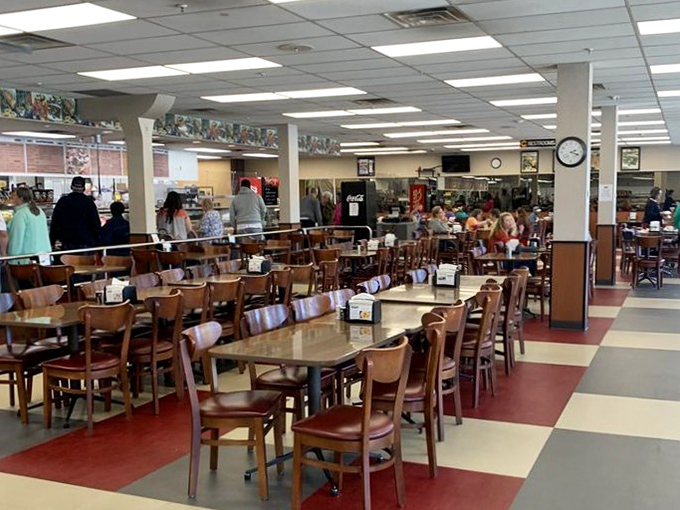 Tables arranged with military precision, ready for the daily invasion of hungry Hoosiers and sandwich pilgrims.