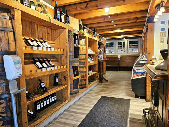Rustic wine displays that make you feel like you've stumbled upon a hidden cellar in mining country. Suddenly, "just water" seems like a missed opportunity.