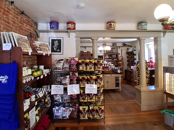 The gift shop feels like Santa's workshop for pretzel enthusiasts, where every shelf holds the promise of crunchy satisfaction and Pennsylvania Dutch charm.