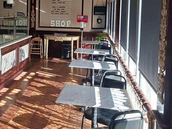 Sun-drenched window seating where you can people-watch while contemplating a second helping of those legendary biscuits and gravy.
