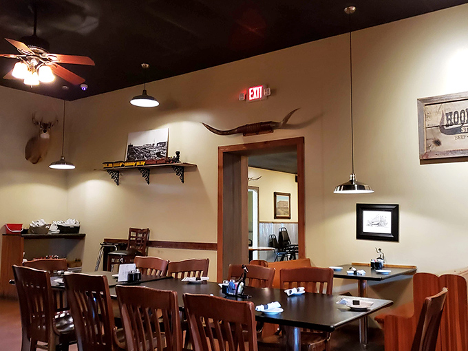 Another angle reveals more cozy corners where meat dreams come true and diet plans go to die.