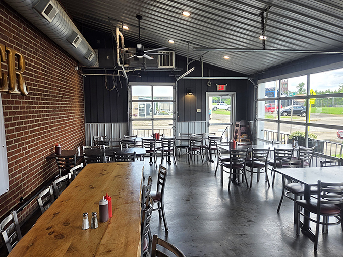 Another dining area awaits with the same straightforward approach&mdash;because when the food is this good, fancy chandeliers would just be showing off. 