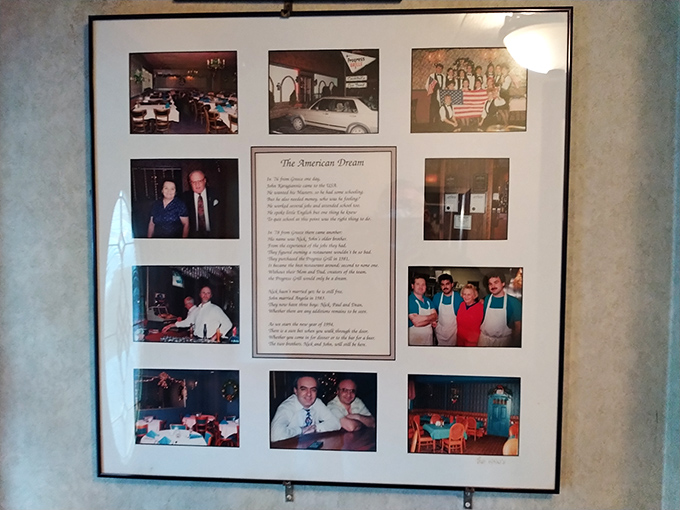A wall of memories that tells you this isn't just a restaurant—it's someone's American dream served with a side of determination.