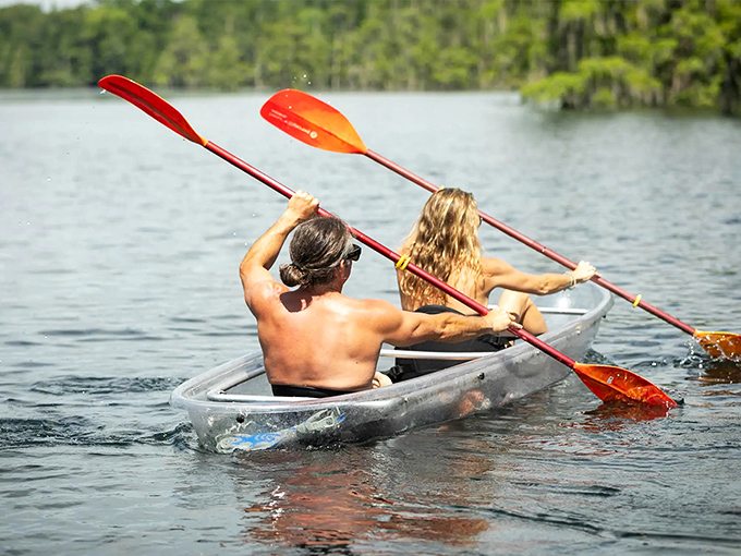 Paddling through liquid crystal &ndash; a transparent kayak journey that lets you see both above and below simultaneously.