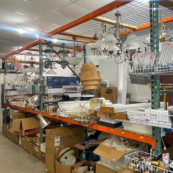 The lighting section hangs with potential, where yesterday's fixtures become tomorrow's conversation pieces. Illuminating possibilities everywhere!