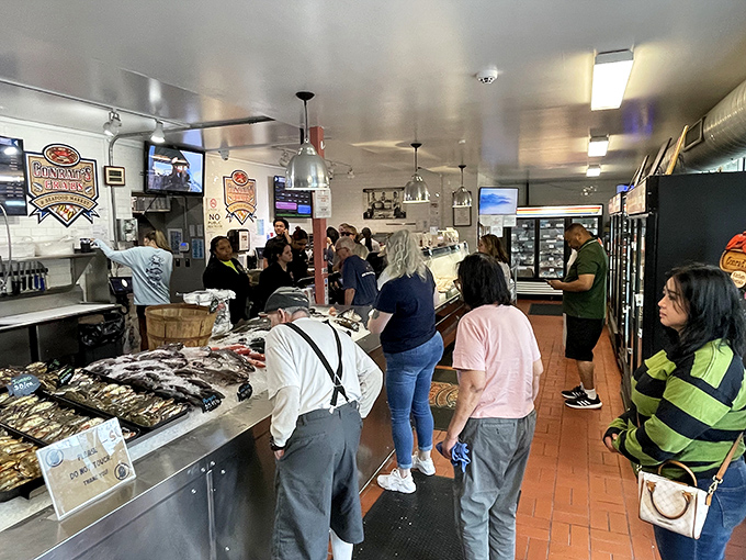 The line forms for a reason. These seafood pilgrims aren't just waiting&mdash;they're participating in a time-honored Maryland tradition of crab anticipation.