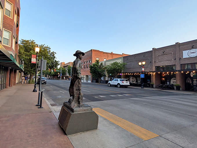 A bronze sentinel keeps watch over downtown, standing as a reminder of the Western heritage that shapes Pendleton's identity.
