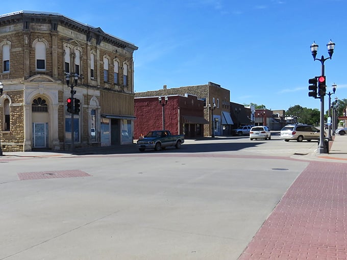 Main Street's vintage storefronts and ornate cornices tell stories of a bygone era when downtown was everyone's shopping destination, not just a nostalgic backdrop.
