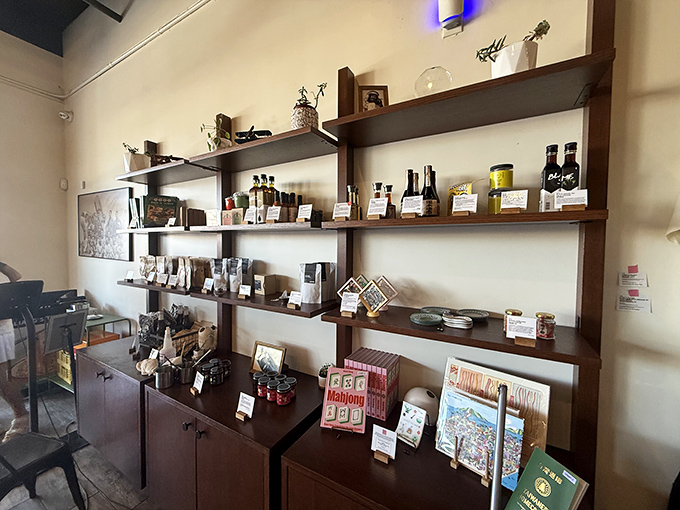 A treasure trove of Taiwanese pantry staples lines these shelves&mdash;souvenirs that let you bring a taste of Liang's Village home.