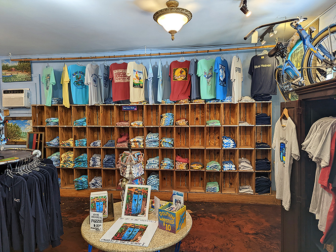 The gift shop: where you can take home a Blue Heaven t-shirt because calories eventually fade, but cotton souvenirs are forever.