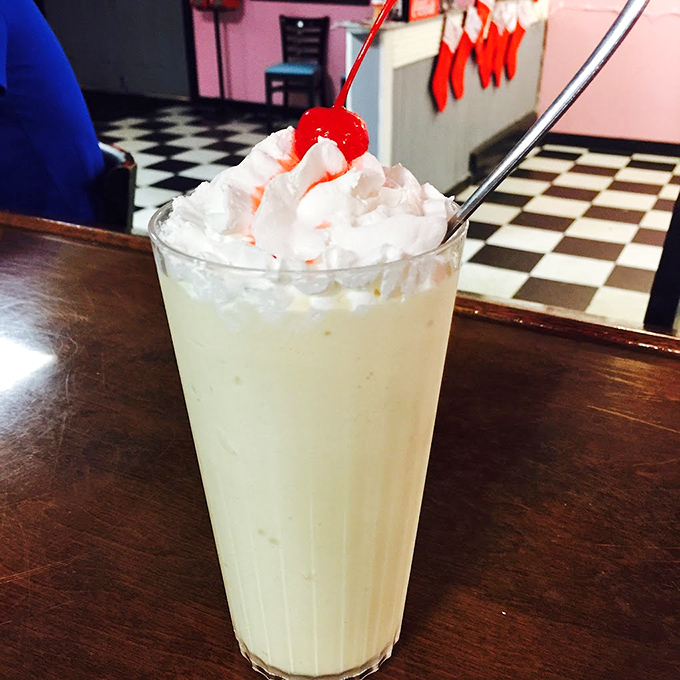 This isn't just a milkshake&mdash;it's a frothy time machine topped with whipped cream and nostalgia, cherry included.