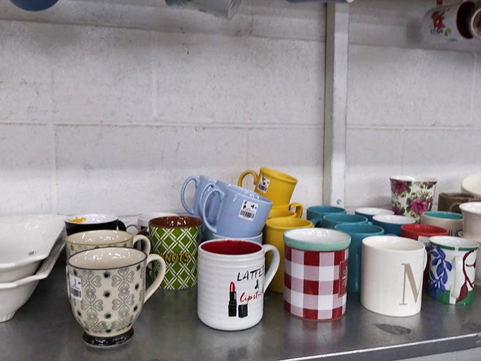 Mugs with personality line the shelves like characters at a quirky cocktail party. That "Latte" mug is practically begging to come home with someone.