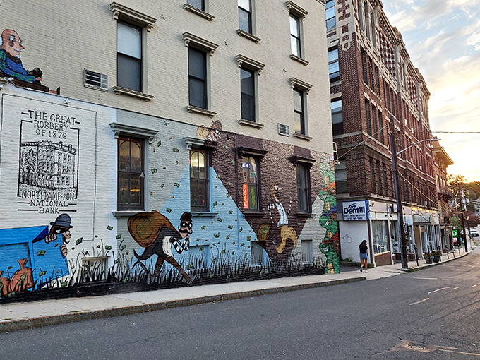 Street art brings buildings to life with whimsy and color. This mural doesn't just decorate a wall&mdash;it tells stories to passersby.