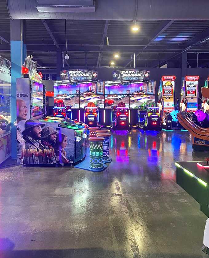 The Fast & Furious arcade section: where you can live your Vin Diesel fantasies without having to actually be in a movie with The Rock.